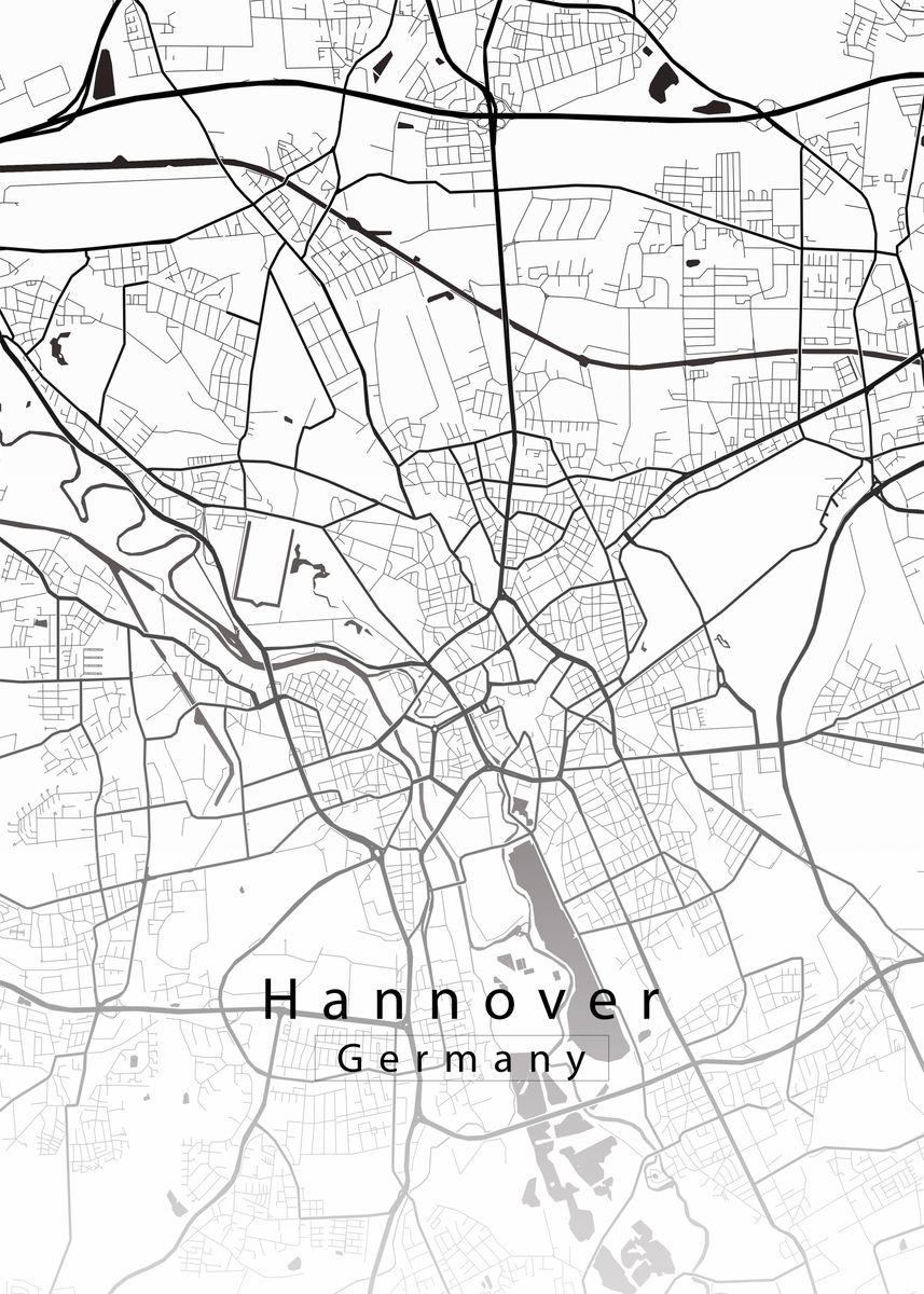 'Hannover City Map' Poster, picture, metal print, paint by Mapique ...