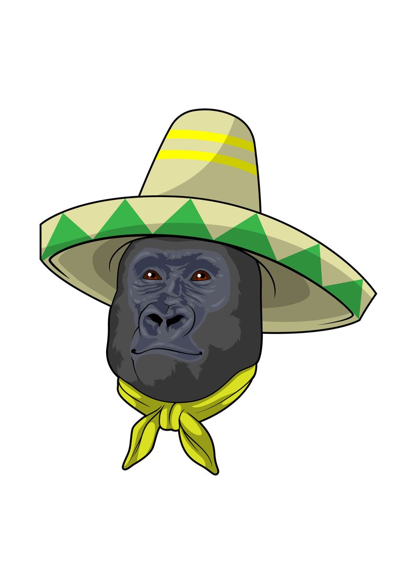 'Monkey Straw hat' Poster, picture, metal print, paint by Markus ...