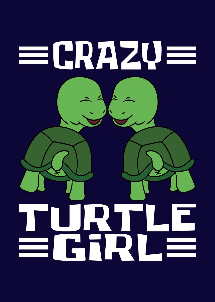 'Crazy Turtle Girl' Poster, picture, metal print, paint by MzumO | Displate