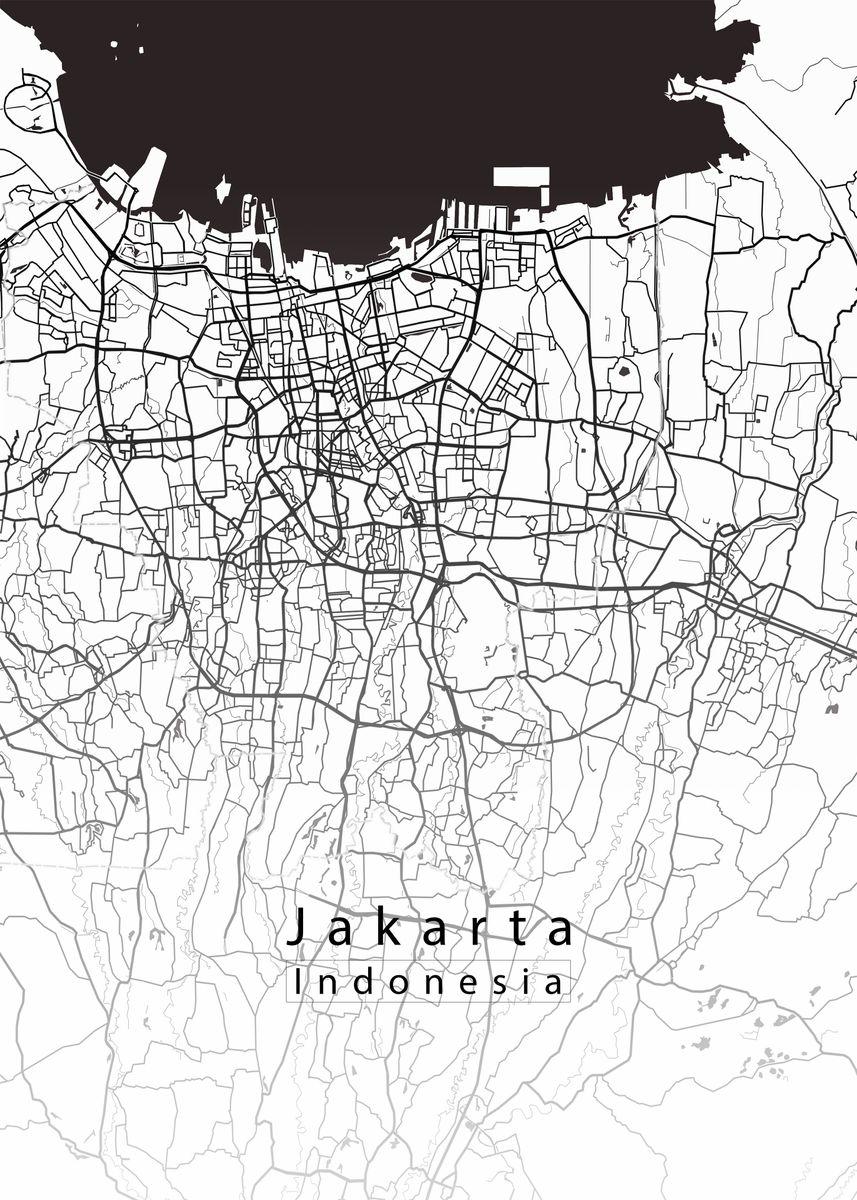 'Jakarta City Map' Poster, picture, metal print, paint by Robin ...