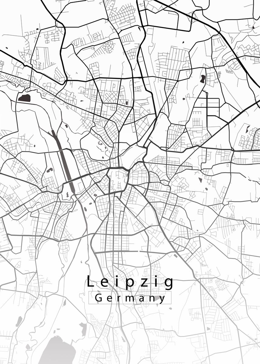 'Leipzig City Map' Poster, picture, metal print, paint by Robin ...