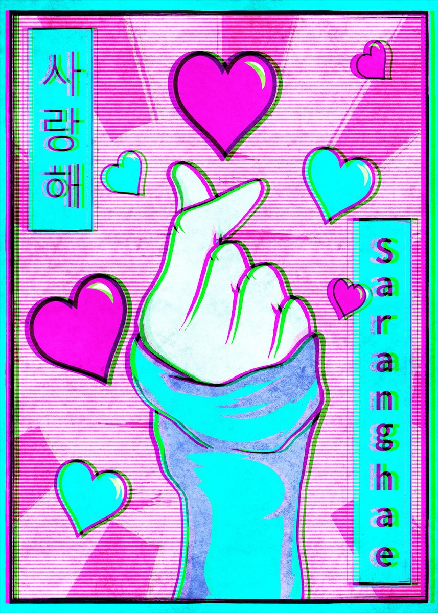 'Finger Heart Saranghae' Poster, picture, metal print, paint by ...
