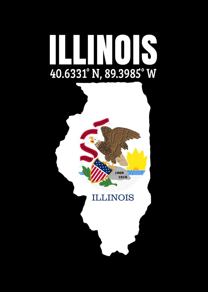 'Illinois State' Poster, picture, metal print, paint by Hexor | Displate