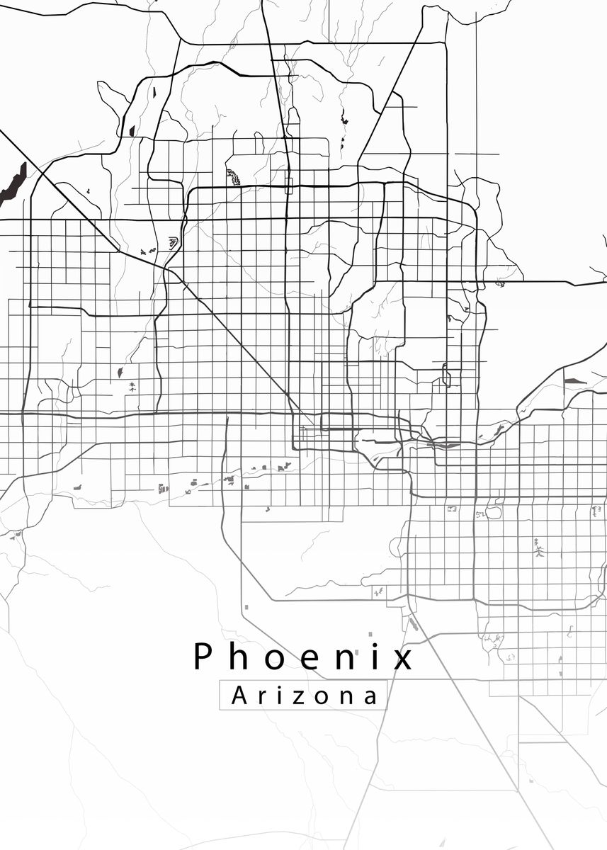 'Phoenix City Map' Poster, picture, metal print, paint by Mapique ...