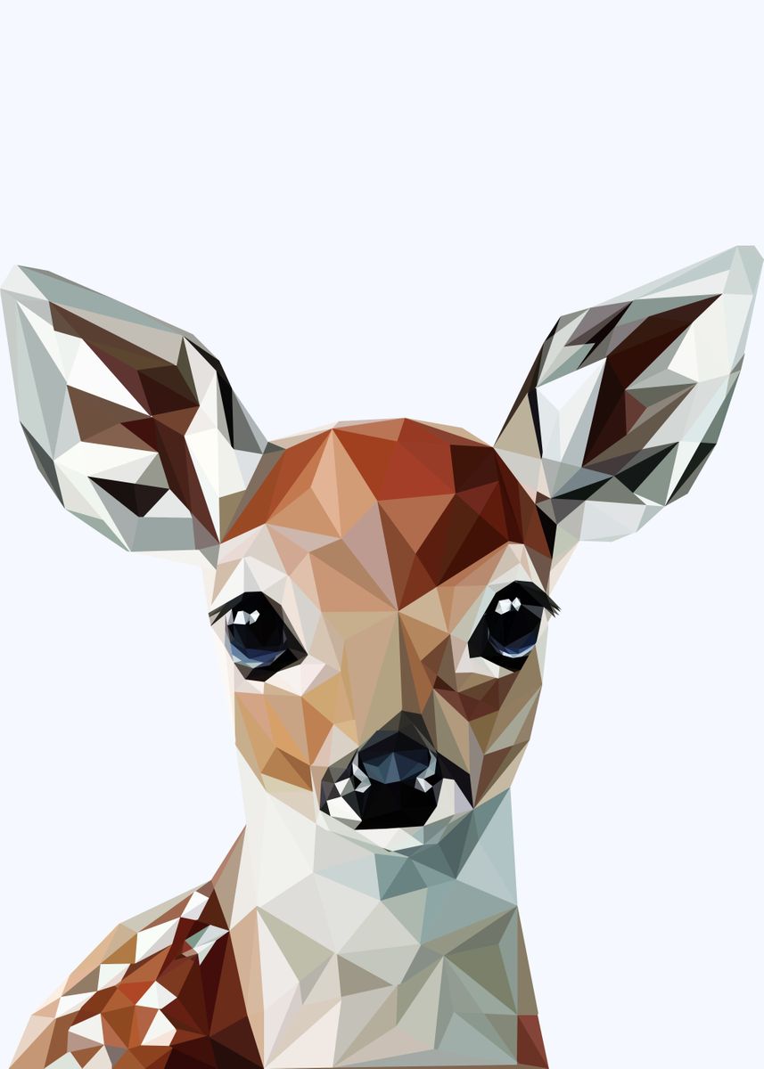 'Fawn nursery animals art' Poster, picture, metal print, paint by ...