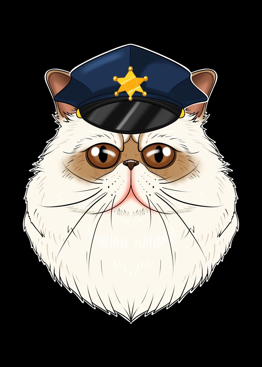 'Police Himalayan Cat' Poster by MaximusDesigns | Displate