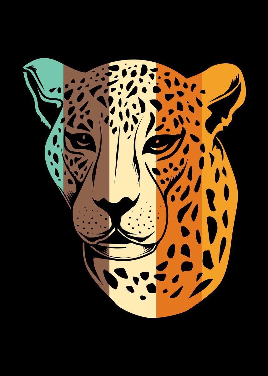 'Cheetah Face' Poster, picture, metal print, paint by FunnyGifts | Displate