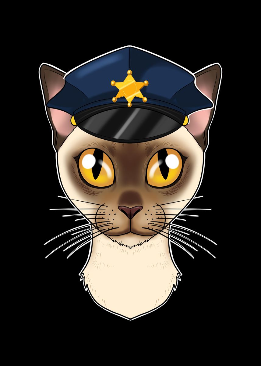 'Police Burmese Cat' Poster by MaximusDesigns | Displate