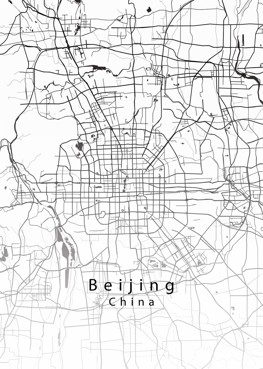 'Beijing City Map' Poster, picture, metal print, paint by Mapique ...