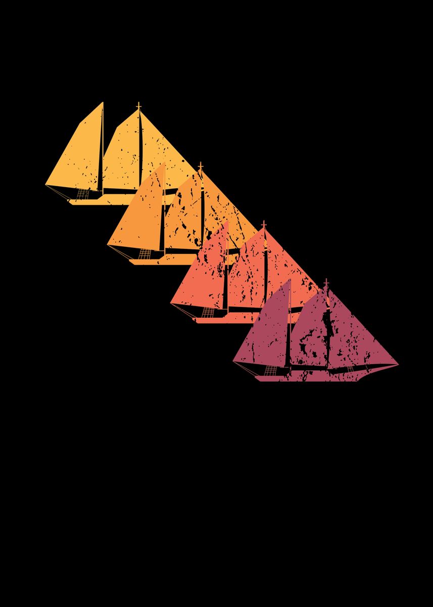 'Sailing Boat Retro' Poster by Shiva121 | Displate