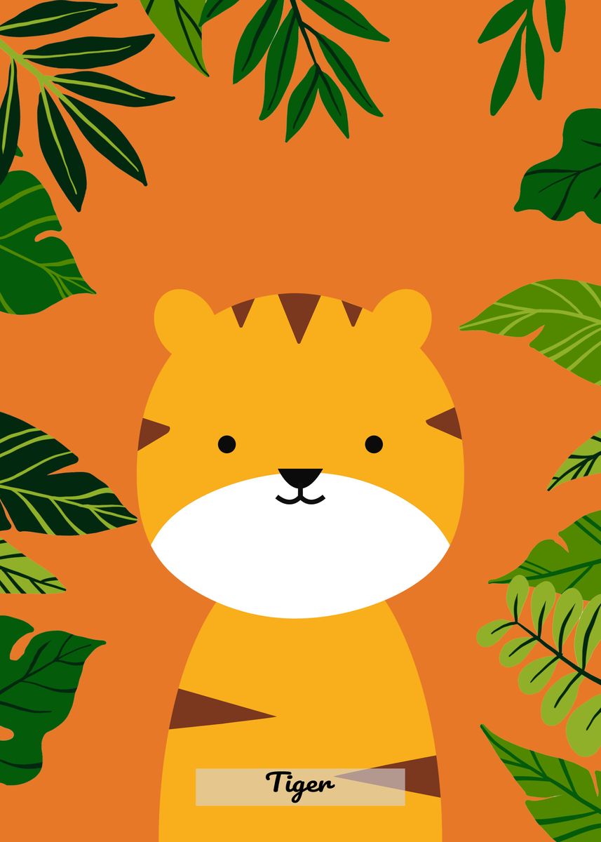 'Cute Tiger' Poster, picture, metal print, paint by Good Vibes | Displate