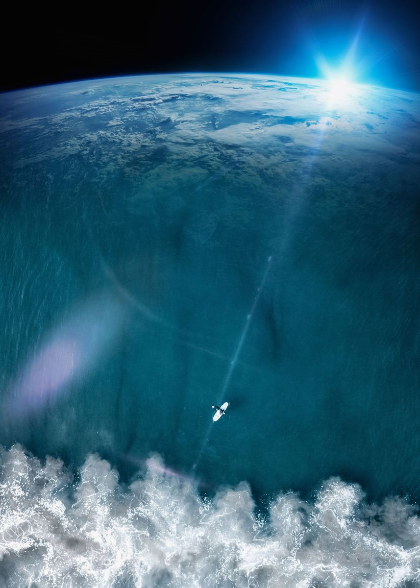 'Surfer between ocean Space' Poster, picture, metal print, paint by Gen ...