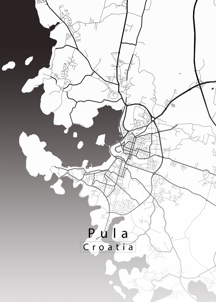 'Pula City Map' Poster, picture, metal print, paint by Mapique | Displate
