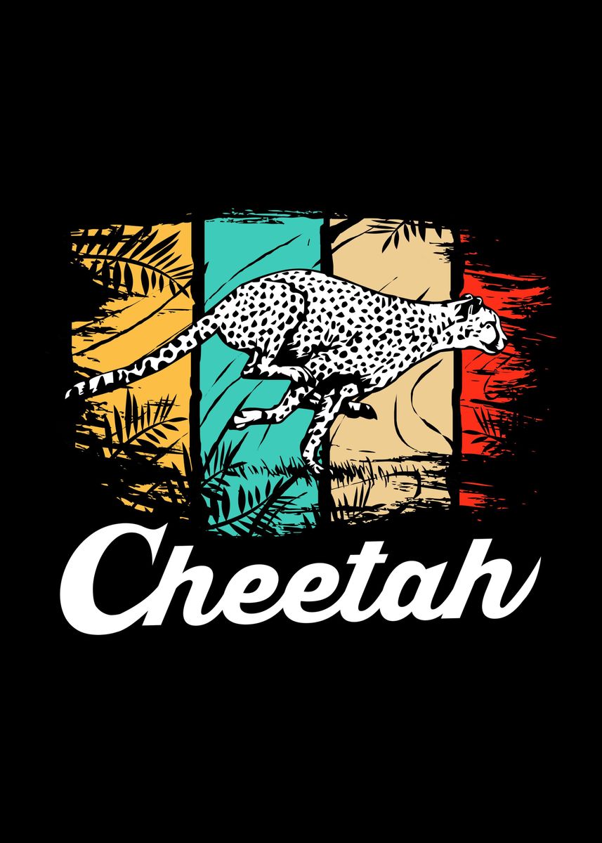 'Cheetah Retro' Poster, picture, metal print, paint by FunnyGifts ...