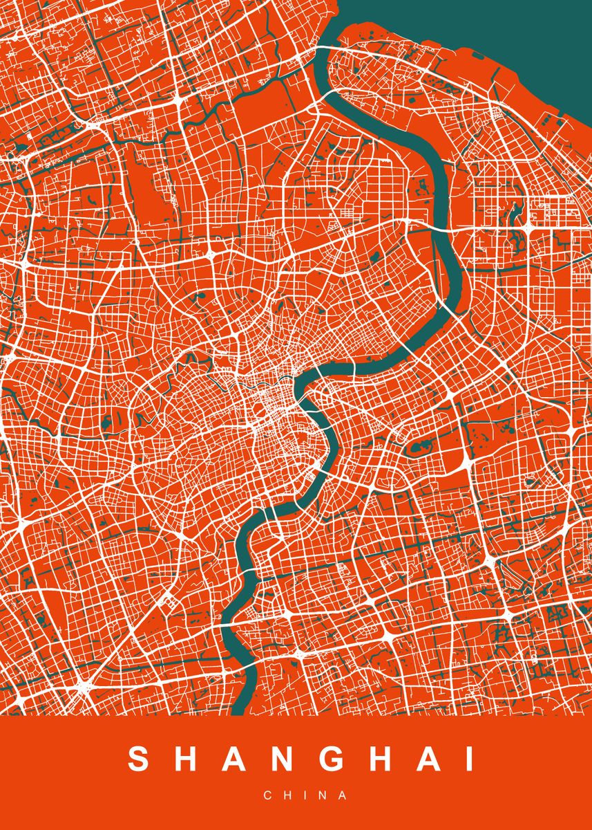 'SHANGHAI Map CHINA ' Poster by UrbanMaps | Displate