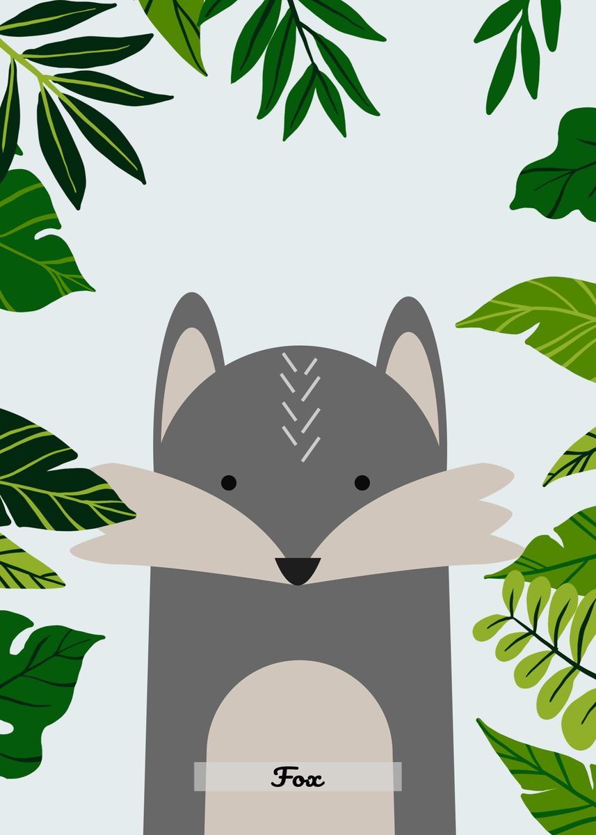 'Cute Grey Fox' Poster, picture, metal print, paint by Good Vibes ...