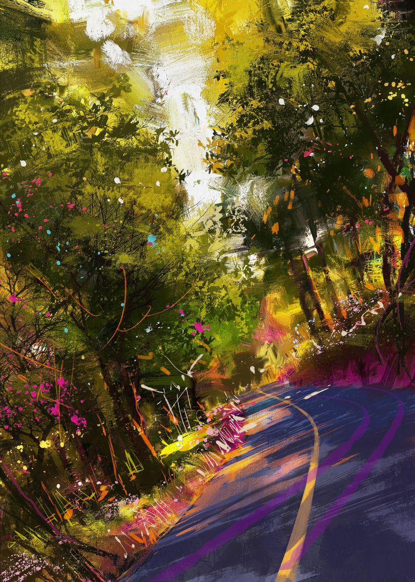 'the spring road' Poster, picture, metal print, paint by Designersen ...