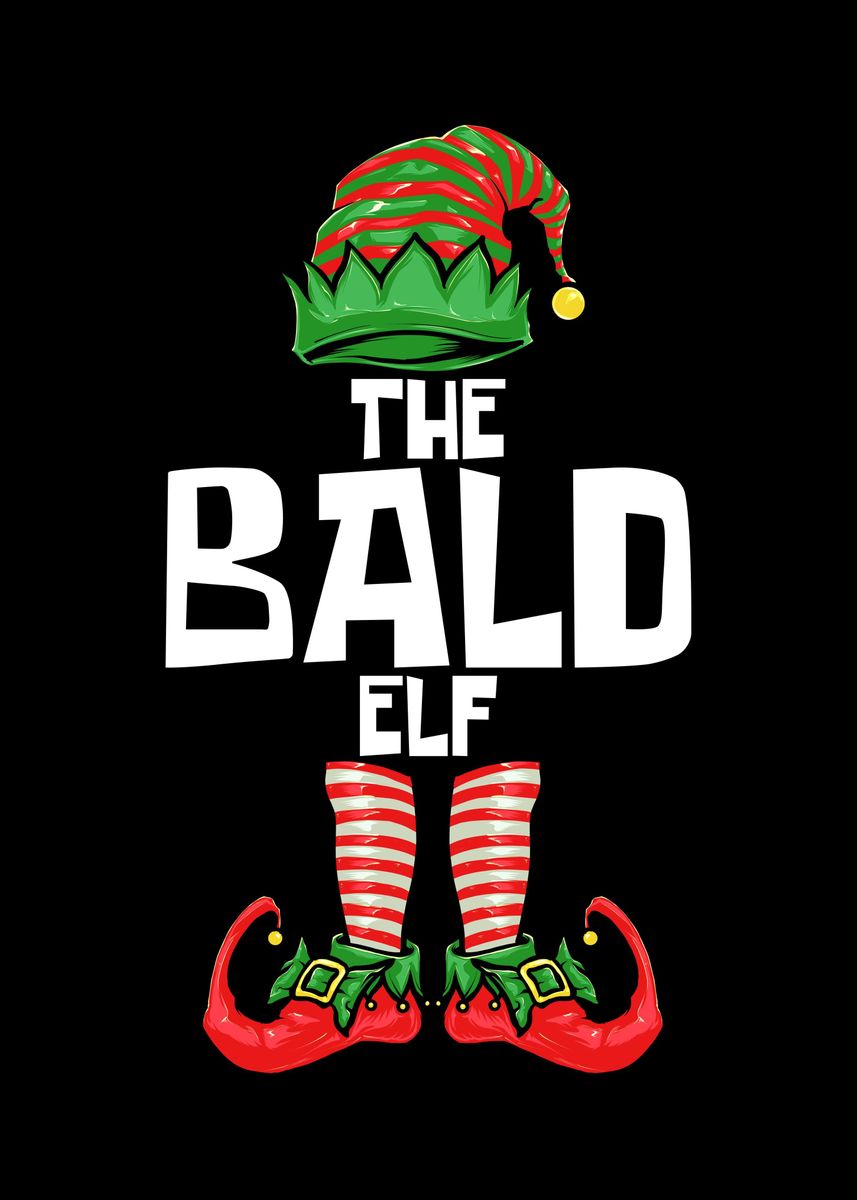 'Christmas Bald Elf' Poster, picture, metal print, paint by Mealla ...