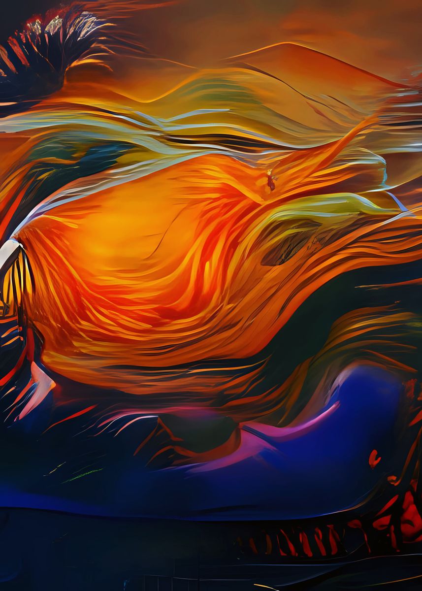 'Starry Orange Nights' Poster, picture, metal print, paint by ACR ACR ...