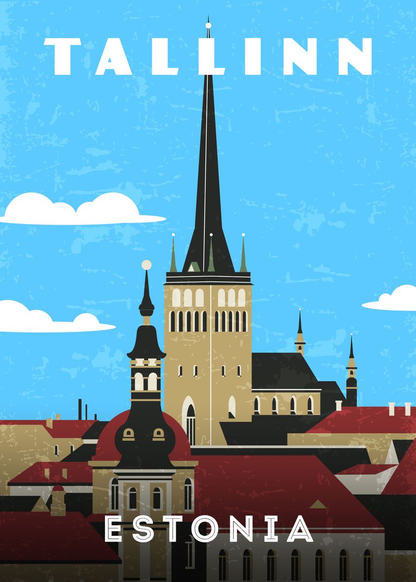 'Estonia Retro travel' Poster by Moon Calendar Studio | Displate