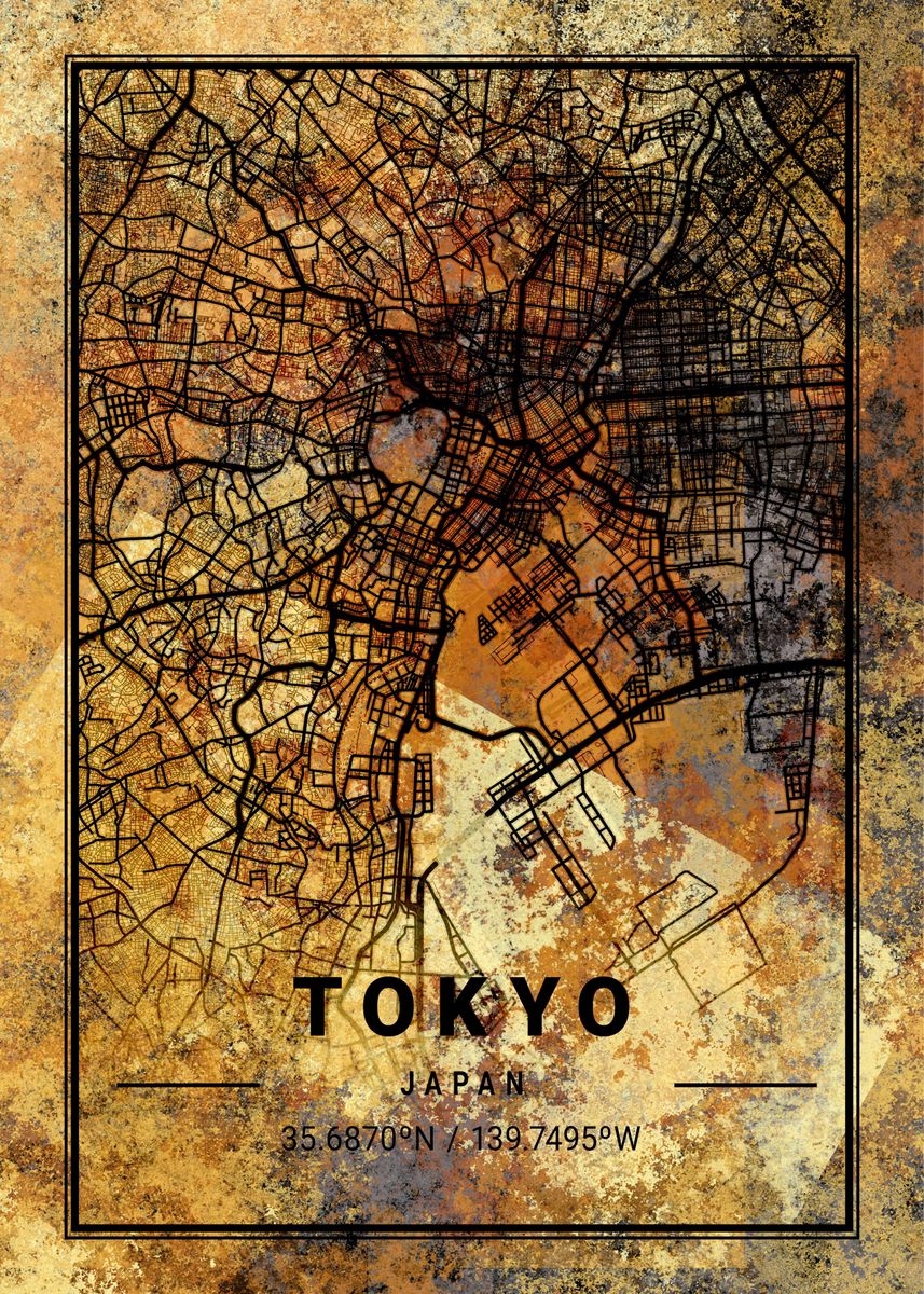 'Tokyo Japan Map' Poster, picture, metal print, paint by VisionTrend ...