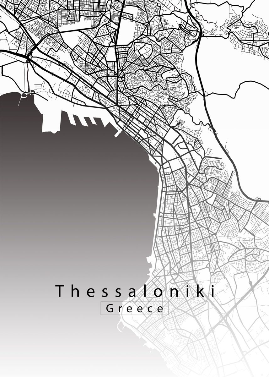'Thessaloniki City Map' Poster, picture, metal print, paint by Robin ...