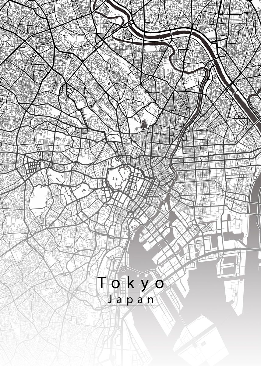 'Tokyo City Map' Poster, picture, metal print, paint by Mapique | Displate