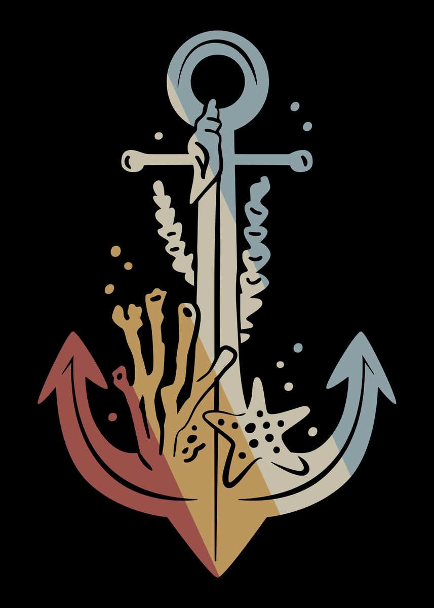 'Anchor Retro Vintage' Poster, picture, metal print, paint by ...