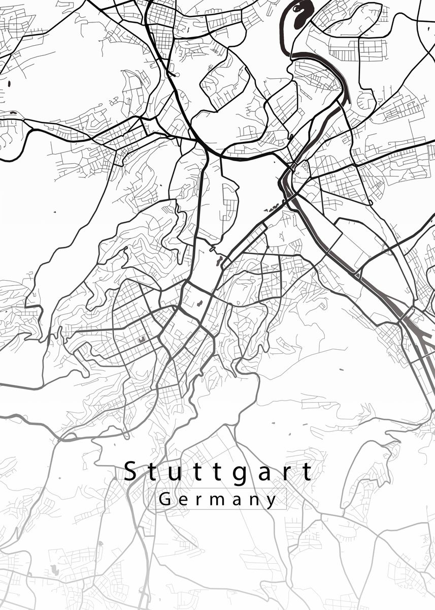 'Stuttgart City Map' Poster, picture, metal print, paint by Mapique ...