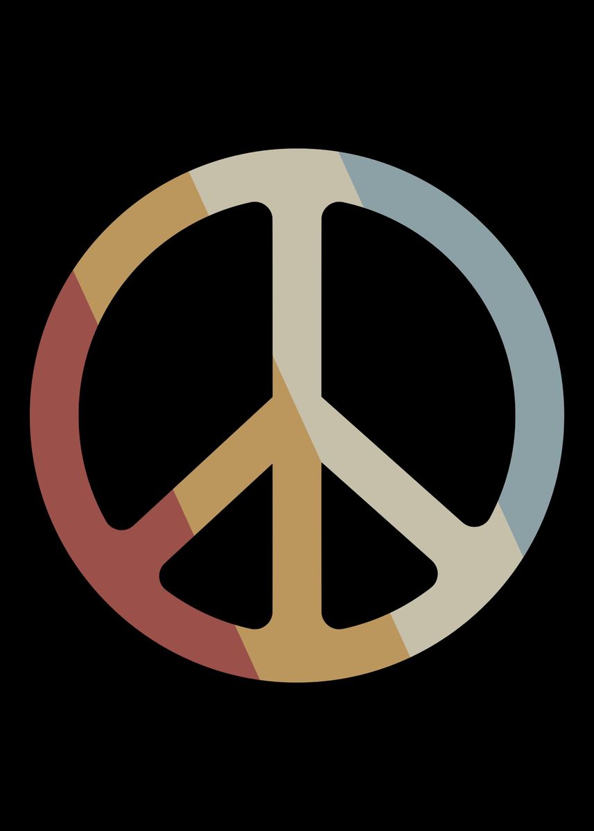 'Peace Sign Retro Vintage' Poster, picture, metal print, paint by ...