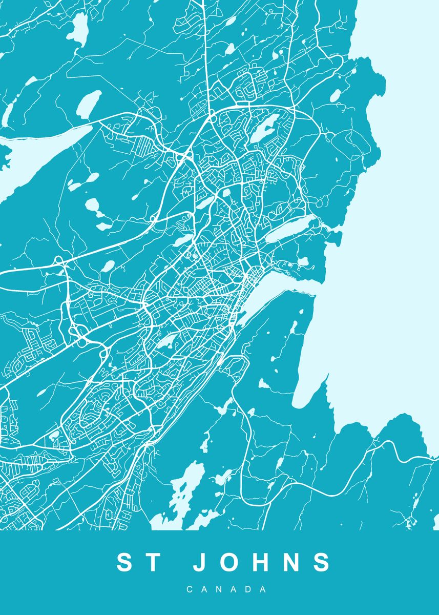 'ST JOHNS Map CANADA' Poster, picture, metal print, paint by UrbanMaps ...