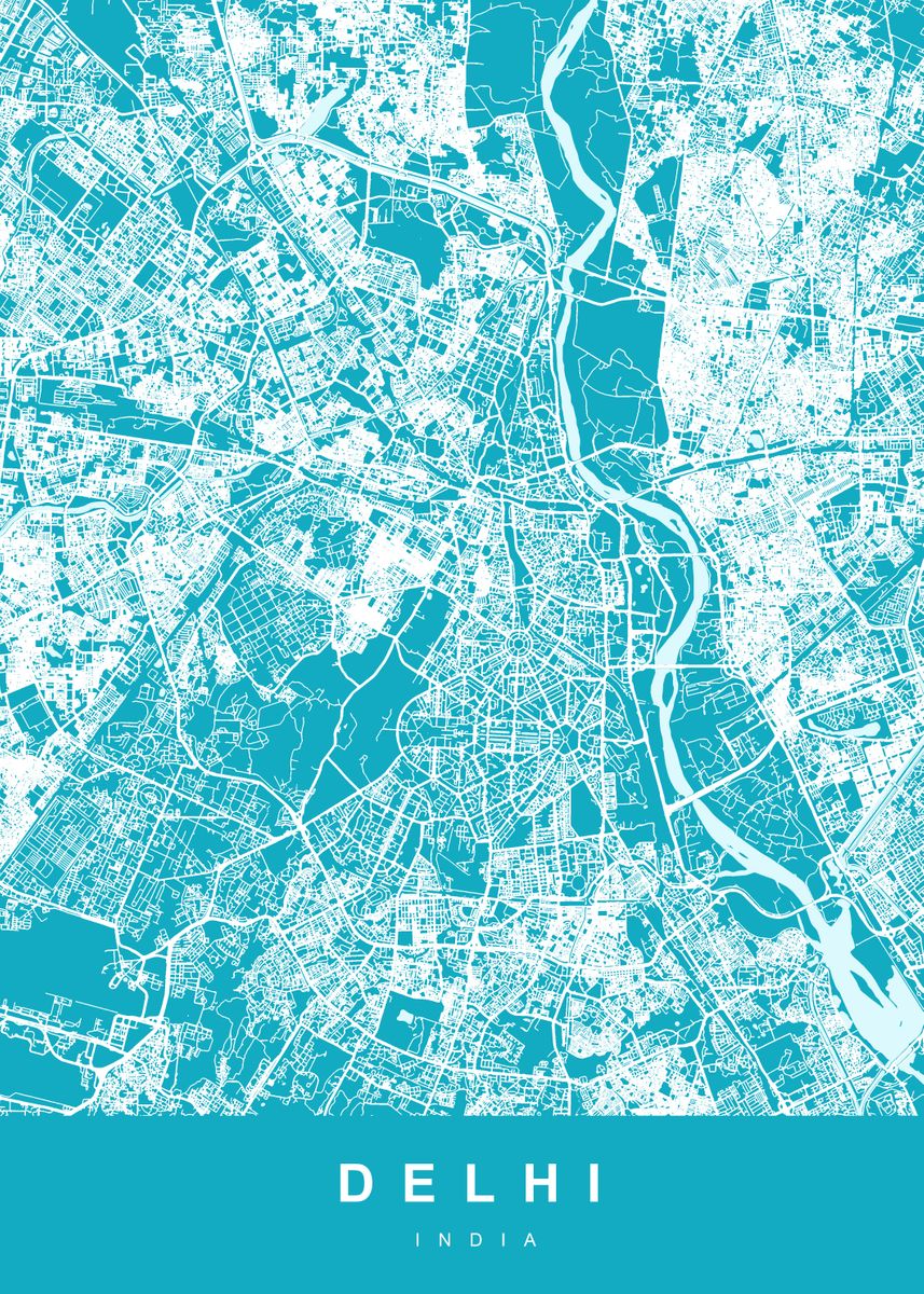 'DELHI Map INDIA ' Poster, picture, metal print, paint by UrbanMaps ...