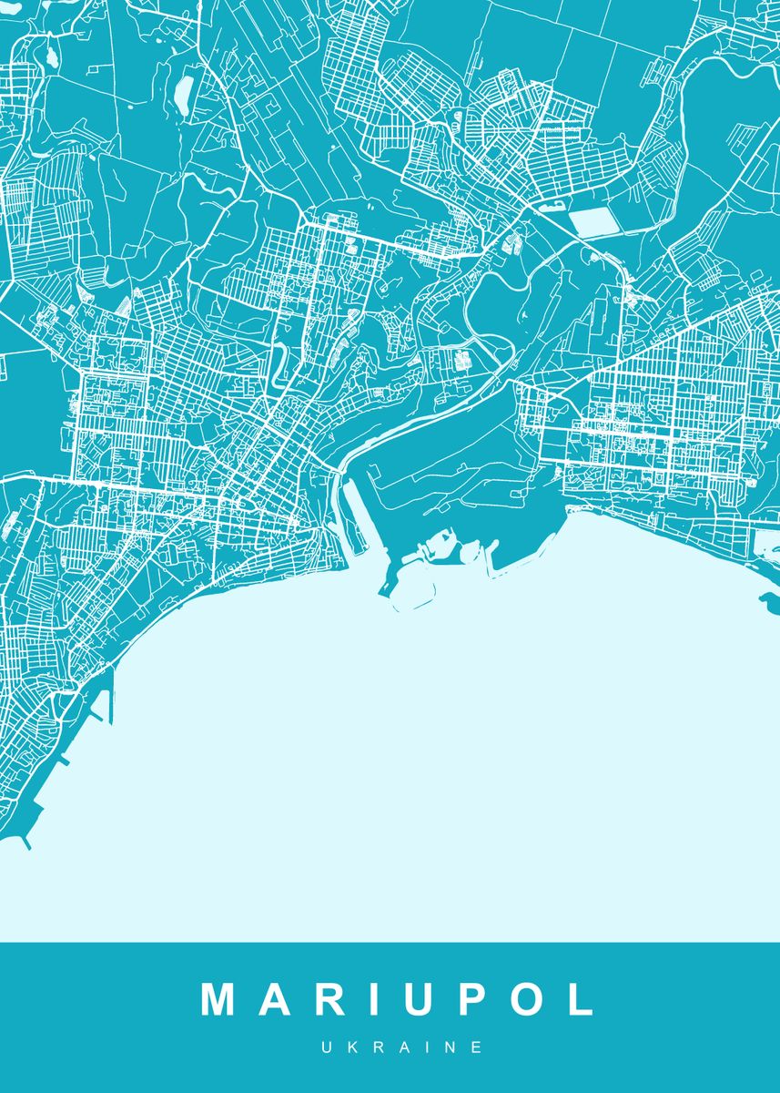 'MARIUPOL Map UKRAINE' Poster, picture, metal print, paint by UrbanMaps ...