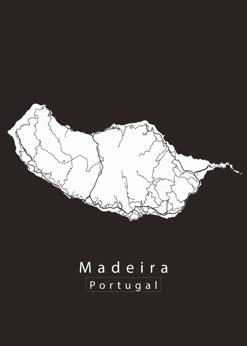 'Madeira Island Map' Poster, picture, metal print, paint by Robin ...