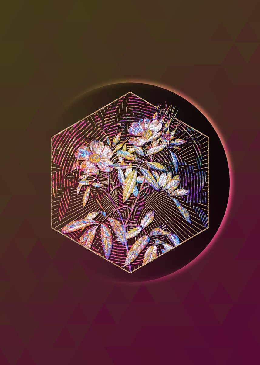 'Pink Swamp Roses Mosaic' Poster by Holy Rock Design | Displate