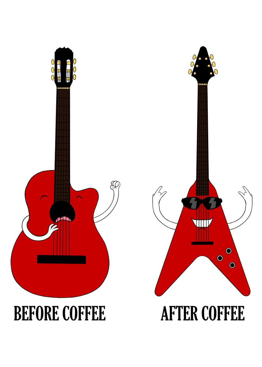 'Before Coffee After Coffee' Poster, picture, metal print, paint by ...