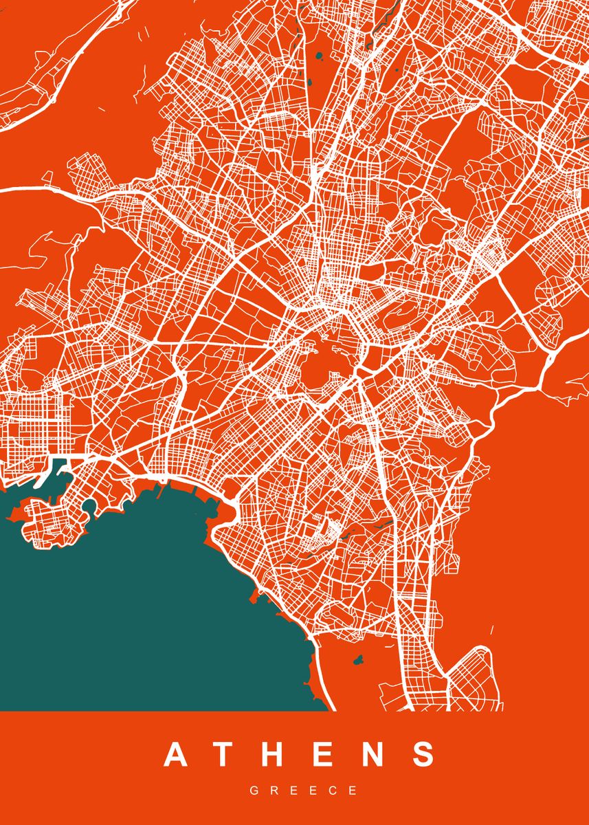 'ATHENS Map GREECE' Poster by UrbanMaps | Displate