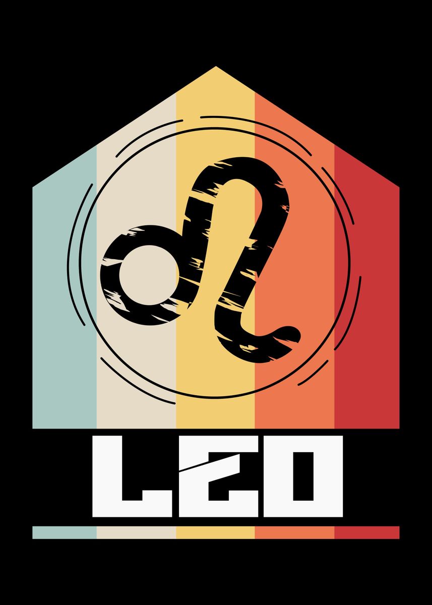 'Retro Leo' Poster, picture, metal print, paint by FunnyGifts | Displate