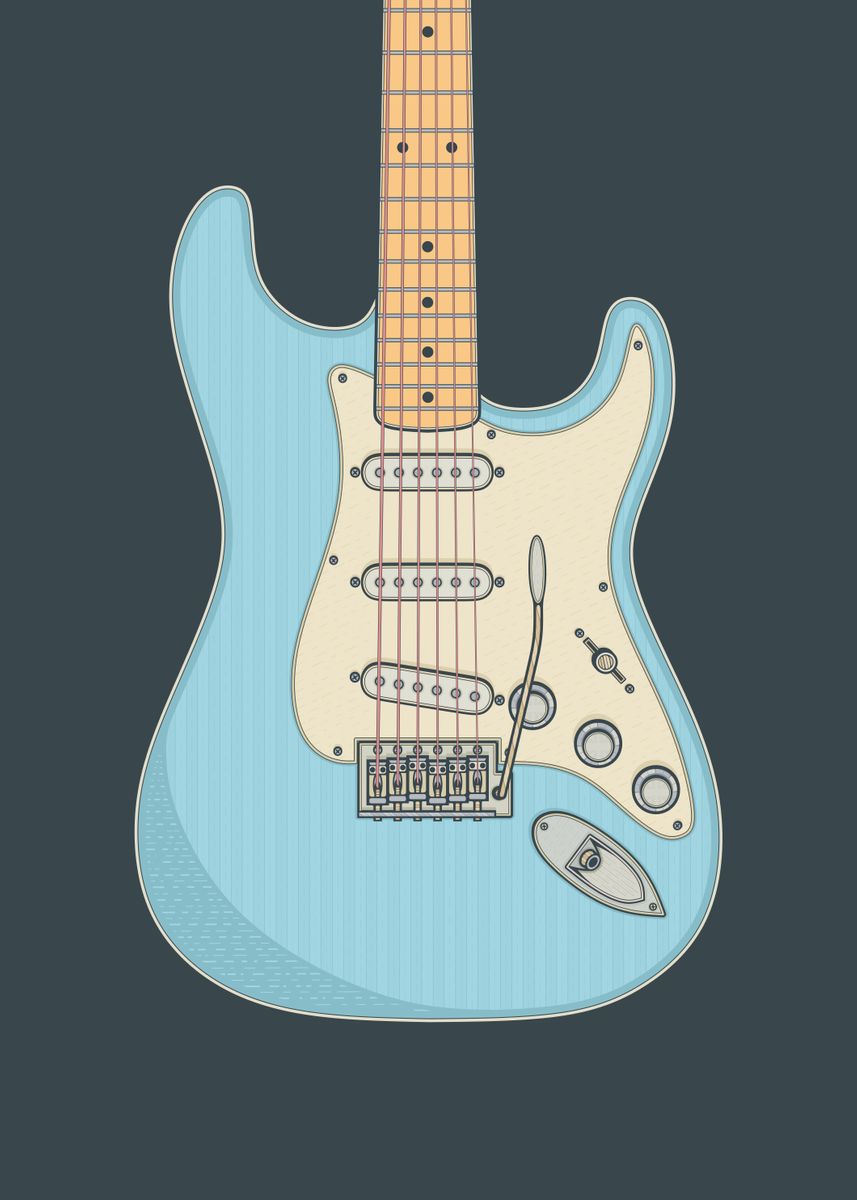 'Daphne Blue Strat' Poster, picture, metal print, paint by Milhad Art ...