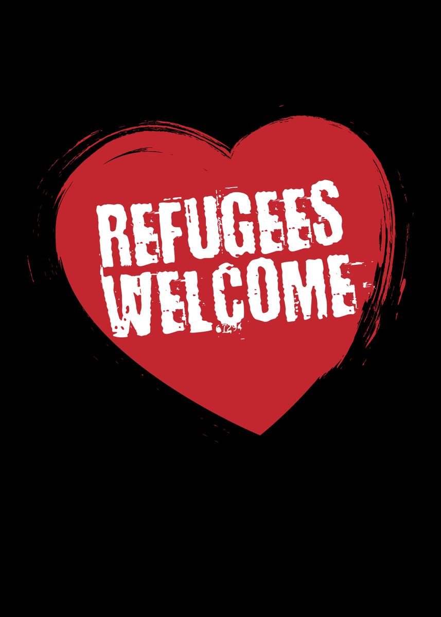 'Refugees Welcome' Poster, picture, metal print, paint by Mooon | Displate