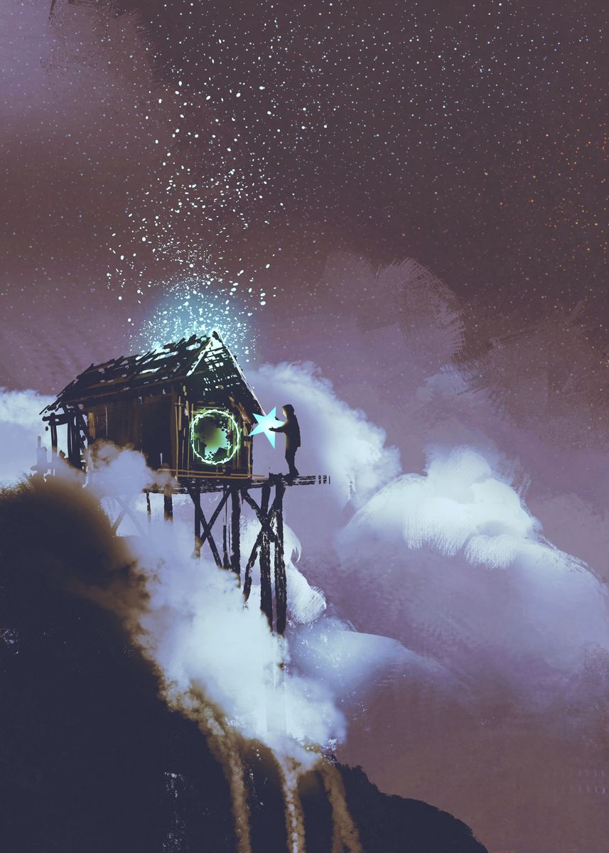 'collecting stars' Poster, picture, metal print, paint by Designersen ...