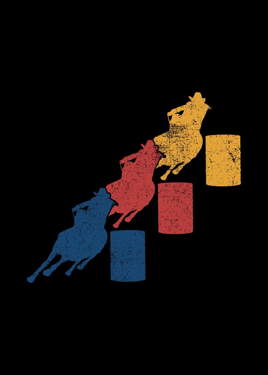 'Barrel Racing Rodeo' Poster, picture, metal print, paint by Mealla ...