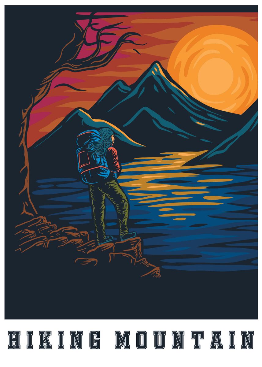 'Posters Hiking Mountain' Poster, picture, metal print, paint by Milky ...