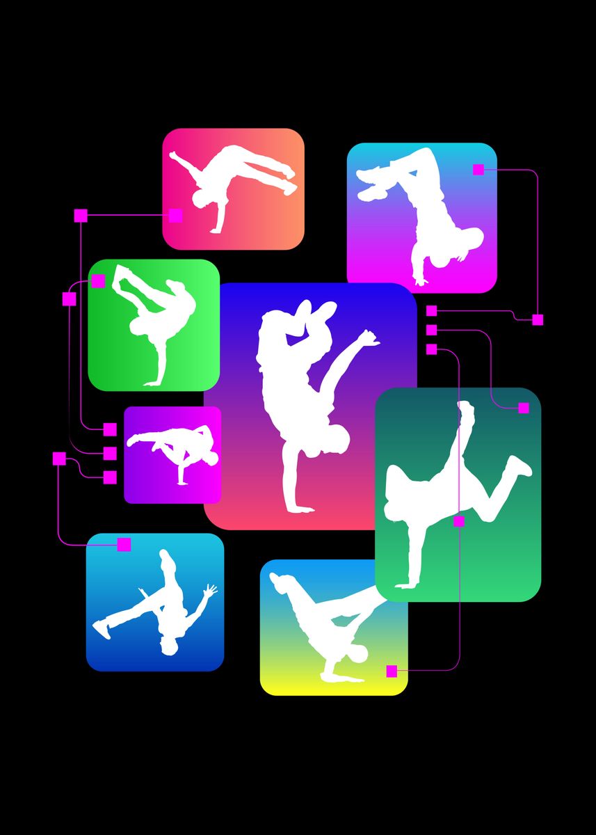 'Breakdance Moves Dancer' Poster, picture, metal print, paint by Mooon ...