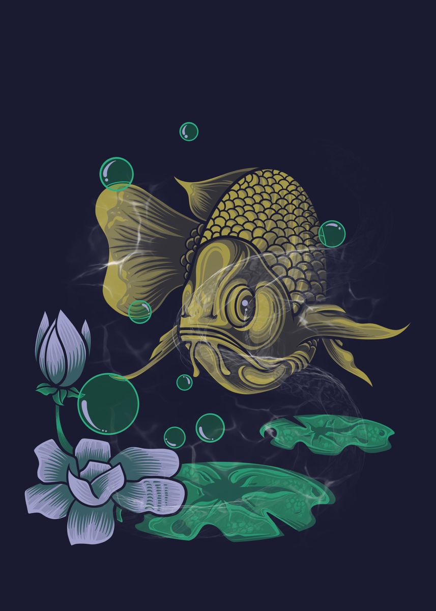 'gold fish ' Poster, picture, metal print, paint by Bayuktx Artstudio ...
