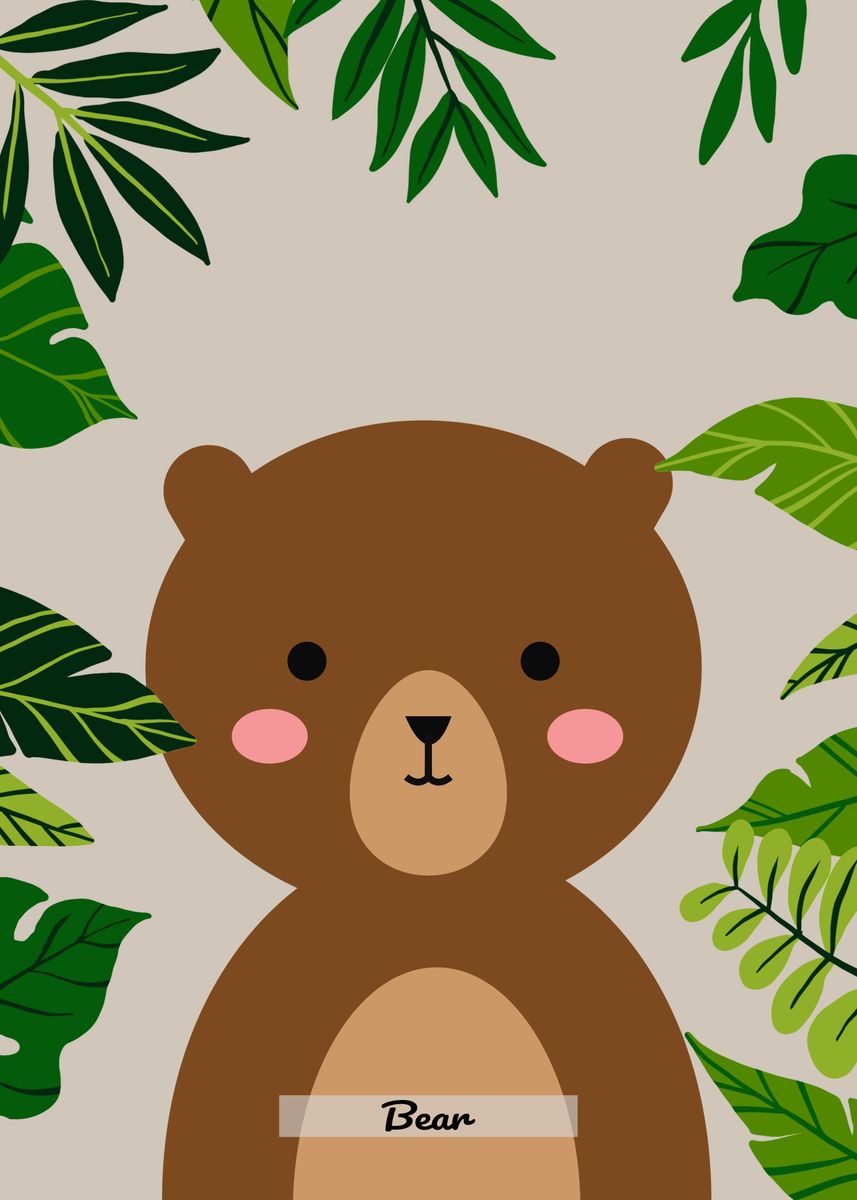 'Cute Bear' Poster, picture, metal print, paint by Good Vibes | Displate