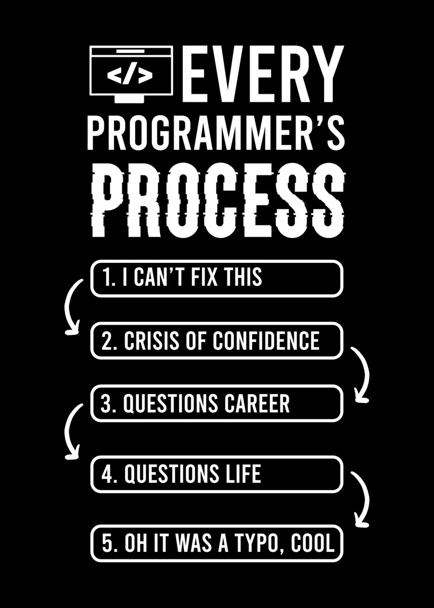 'Every Programmers Process' Poster by FunnyGifts | Displate