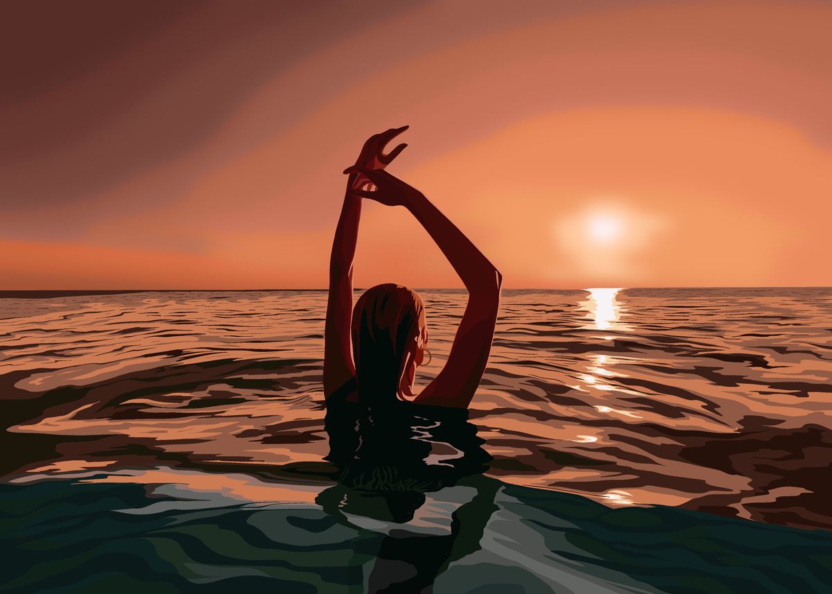 'Sunset Bathe' Poster by holailustra | Displate