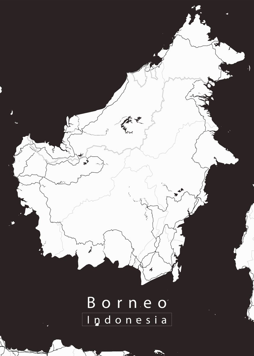 'Borneo Island Map' Poster, picture, metal print, paint by Robin ...