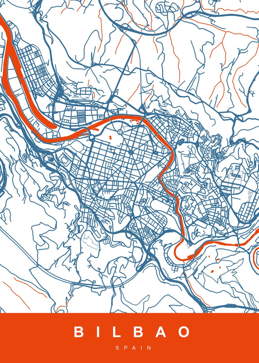 'BILBAO Map SPAIN' Poster by UrbanMaps | Displate